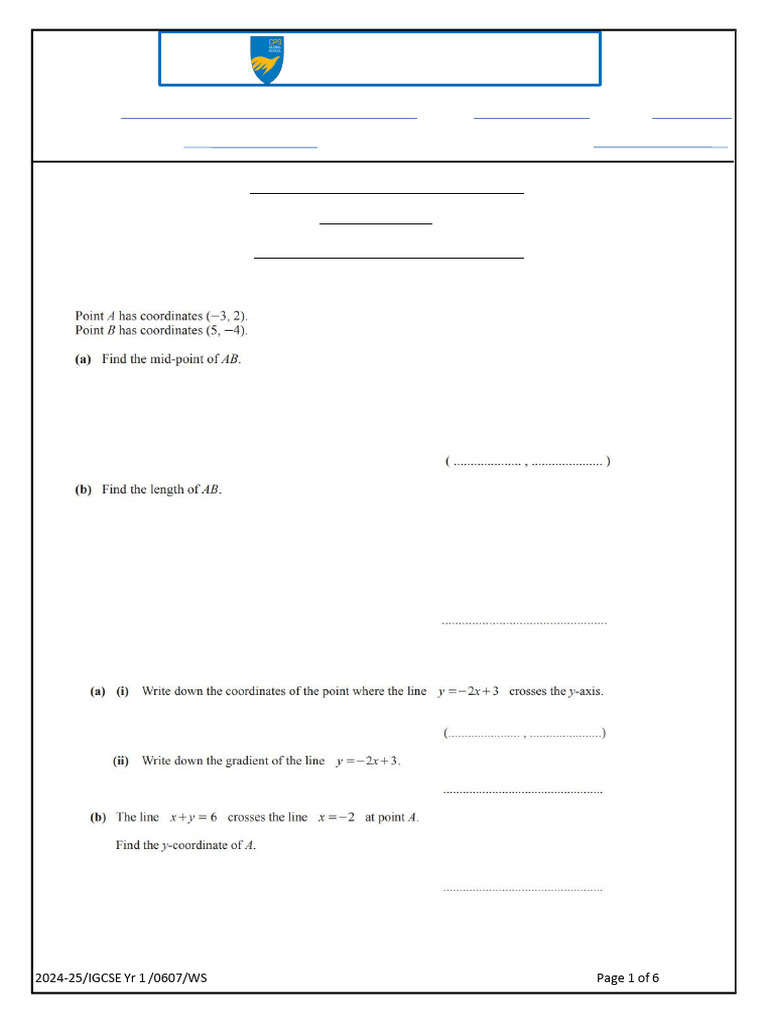 Co-Ordinate Geo | PDF
