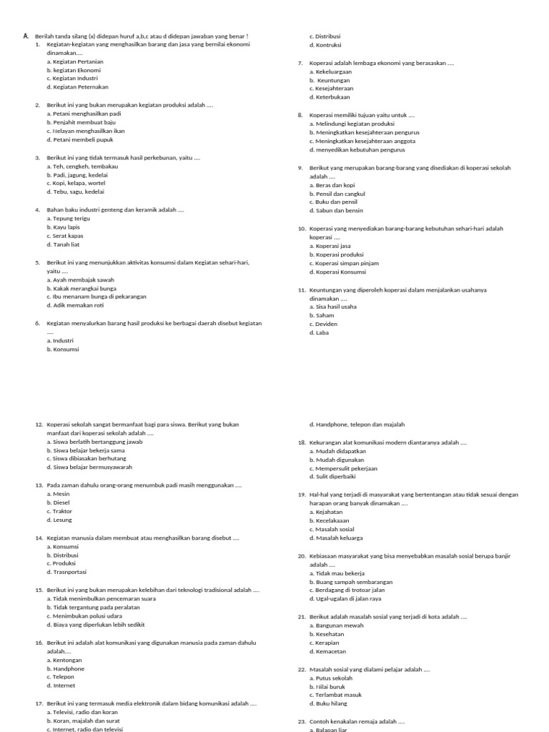 Soal PAT IPS Kelas 4 | PDF