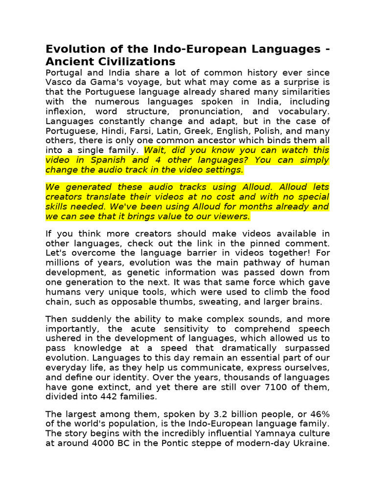 Evolution of The Indo-European Languages - Ancient Civilizations ...