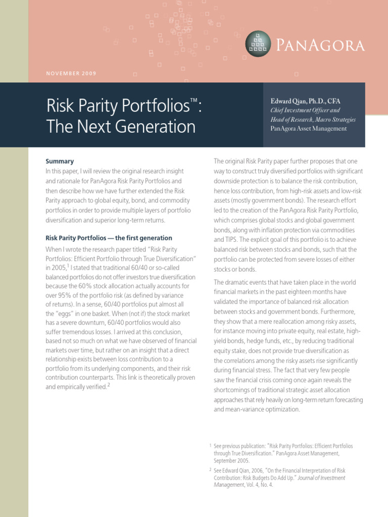 PanAgora Risk Parity The Next Generation | PDF | Financial Risk | Asset Allocation