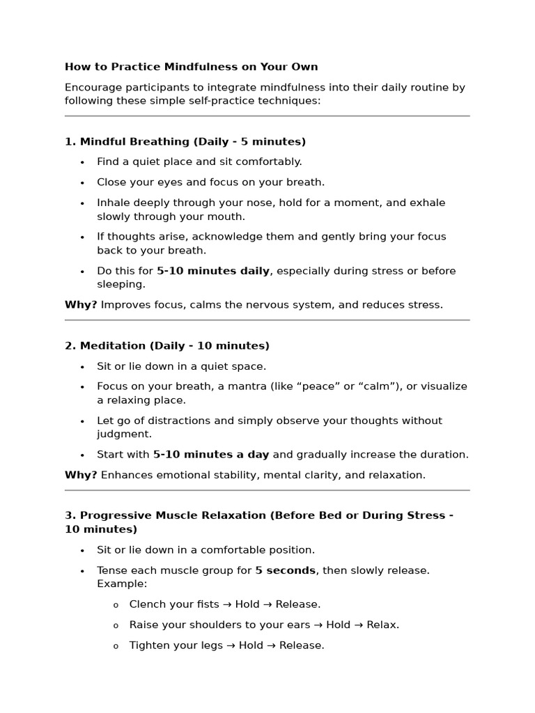 Daily Mindfulness Practices for Well-Being | PDF | Mindfulness ...