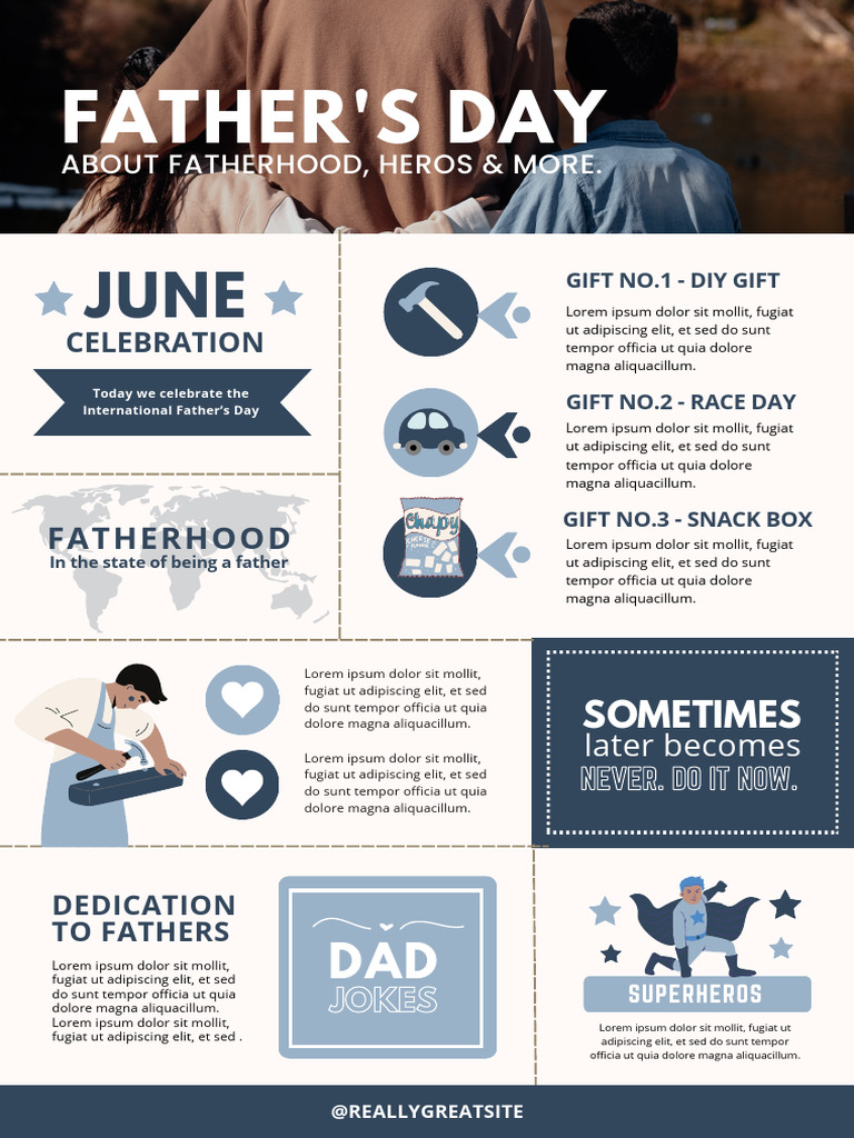 Blue and Ivory Organic Illustrative Style International Father's Day ...