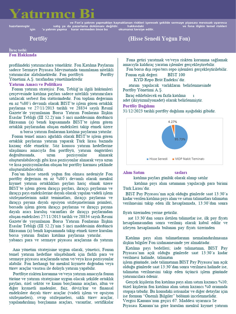 RTH-Birinci Hisse Senedi Serbest Fon YBF - 2 | PDF