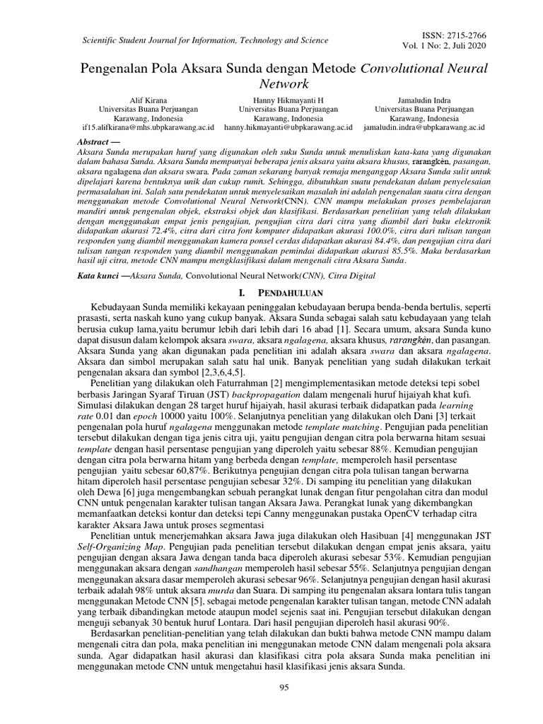 Pengenalan Pola Aksara Sunda Dengan Meto | PDF