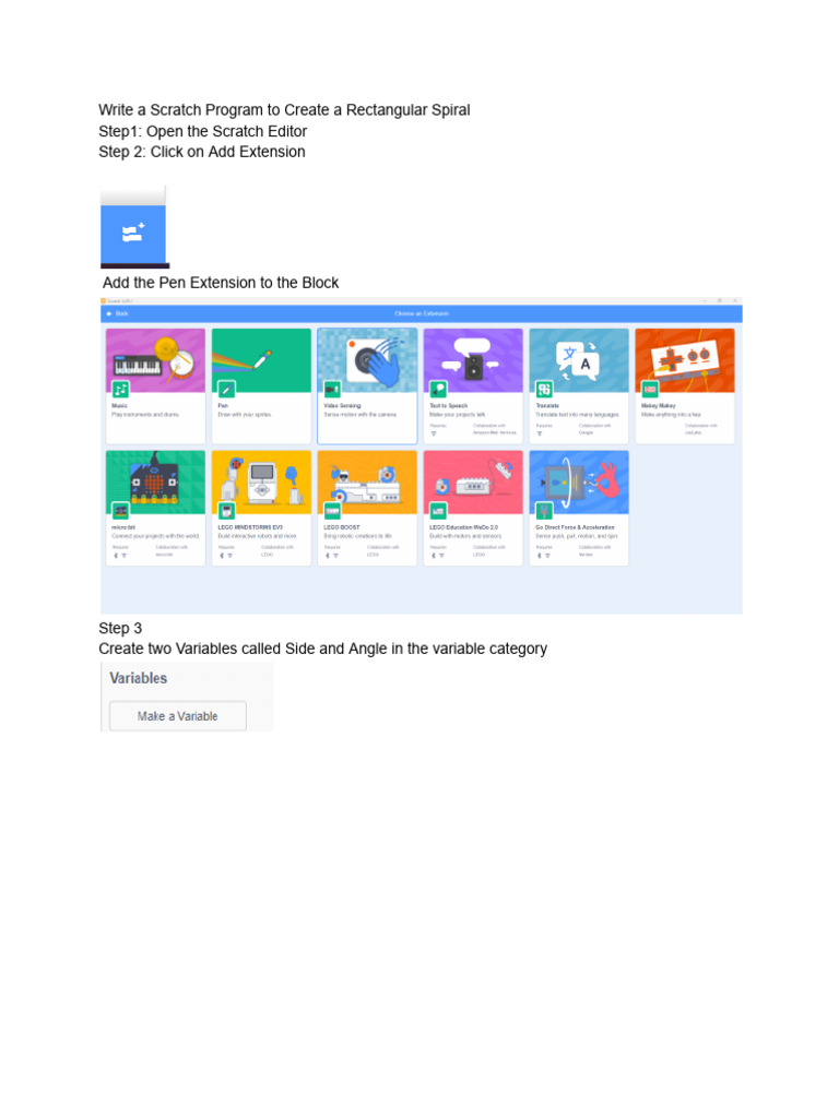 Create Rectangular Spiral in Scratch | PDF