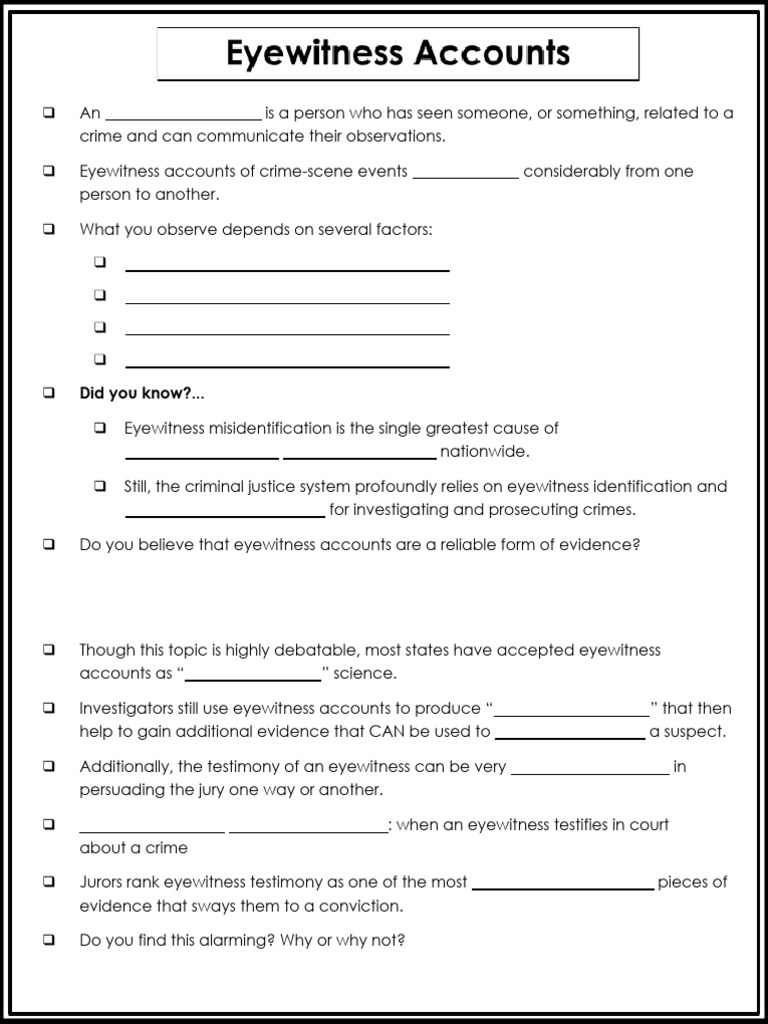 Eyewitness Accounts | PDF | Witness | Justice