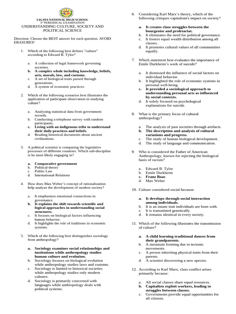 3rd Quarter Examination in UCSP | PDF | Homo | Deviance (Sociology)