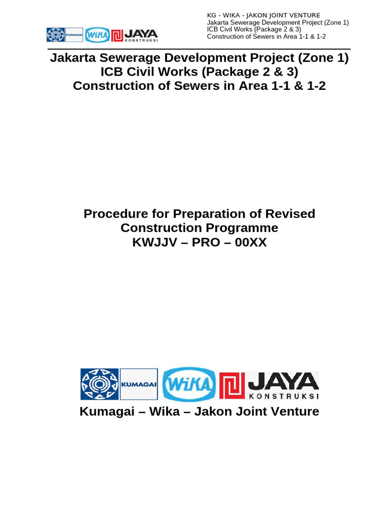 KWJJV-PRO-00xx (KWJJV Making Revised Construction Programme Procedure) - Rev1 - RST | PDF | Business