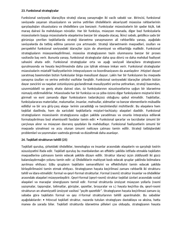 Strategiya imtahan cavabları | PDF