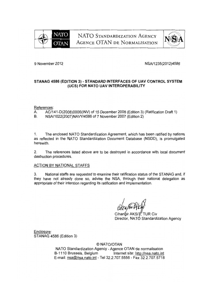 Stanag 4586 Ed-3 09nov2012 | PDF | Unmanned Aerial Vehicle | Electronic Warfare