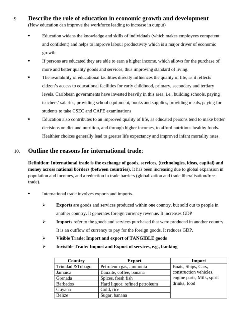 International Trade Objective 9 and 10 - Education and International ...