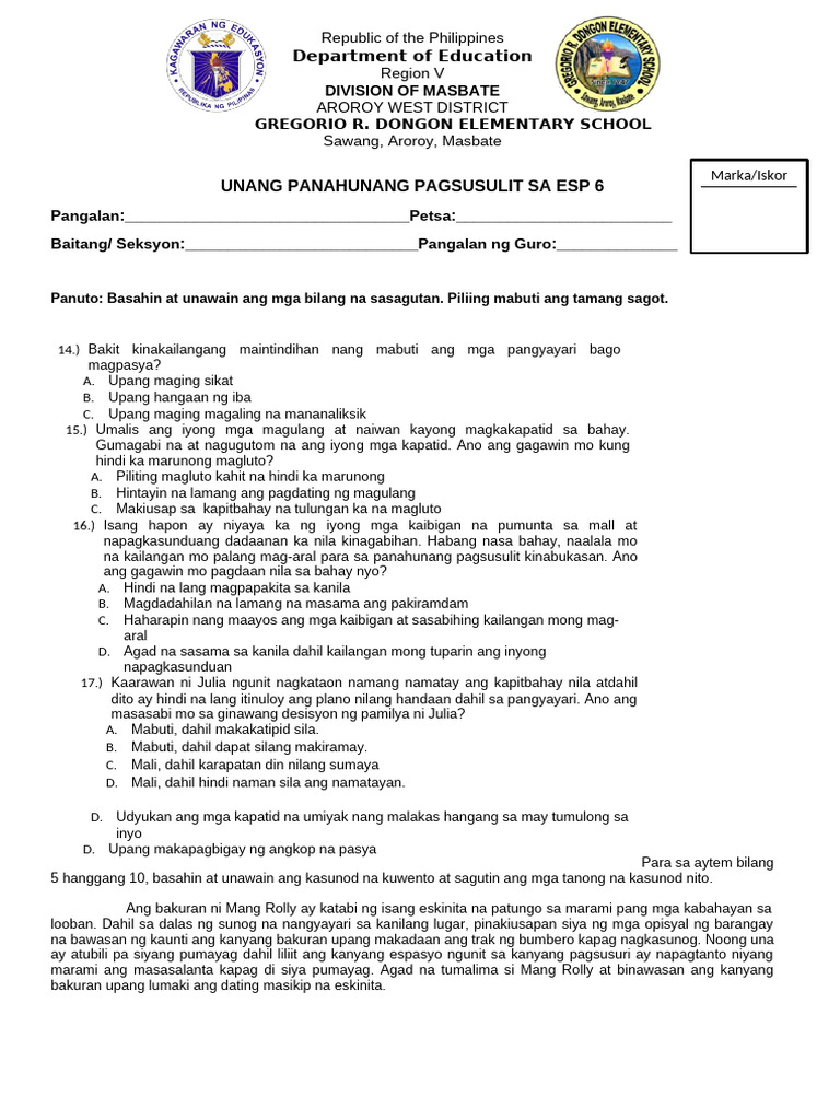 PT - Esp 6 - Q1 | PDF