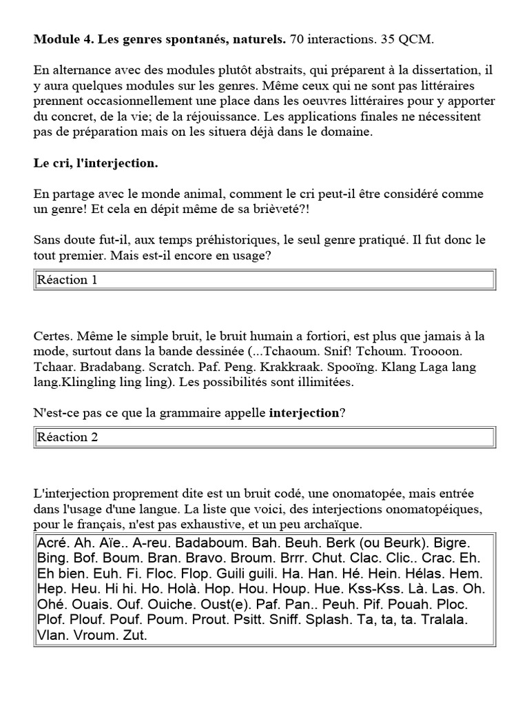 Genres littéraires et interjections en français | PDF | Profanité