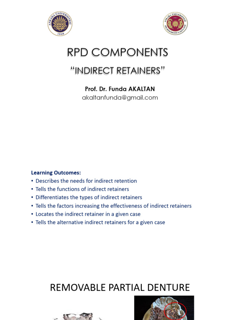 RPD Components - Indirect Retainers | PDF | Tooth | Dentistry Branches