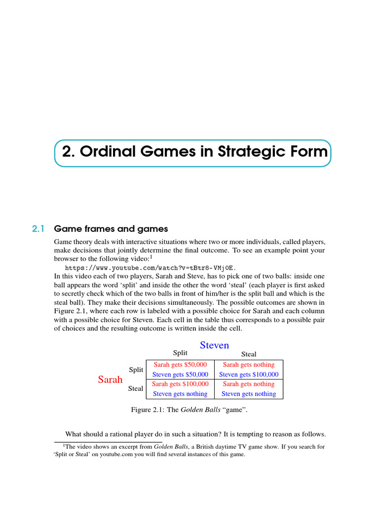 Understanding Ordinal Games in Strategy | PDF | Auction | Utility