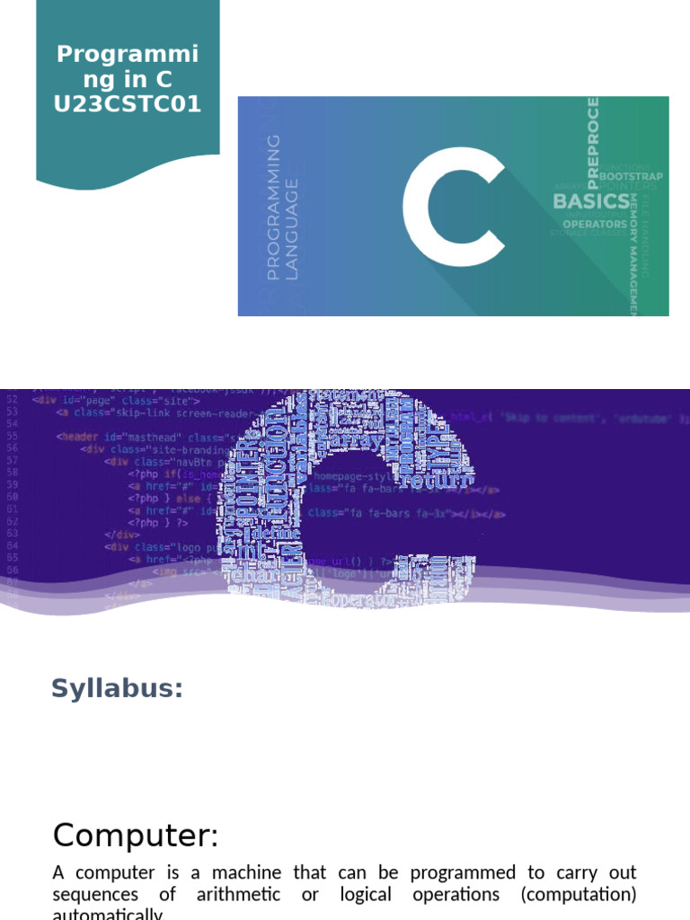 C Programming Unit-1 PPT | PDF | Computer Network | Computer Data Storage