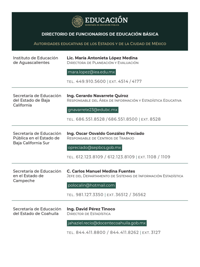 Directorio de Funcionarios Educativos | PDF