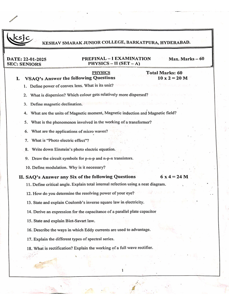 Physics Questions | PDF