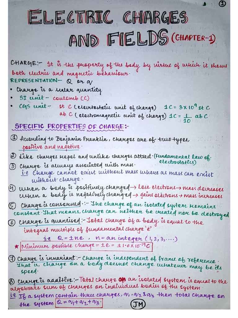 Chapter 1 Electric Charges and Fields | PDF