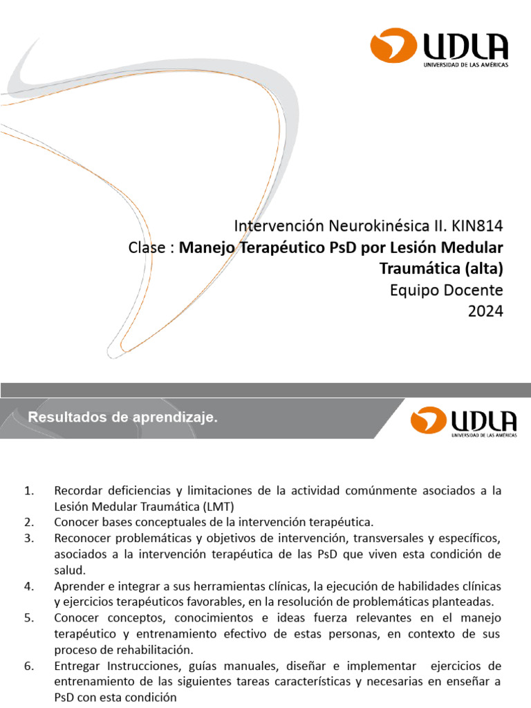 Manejo Terapeutico PSD Por Lesion Medular Alta UDLA 2024 | PDF | Lesión ...