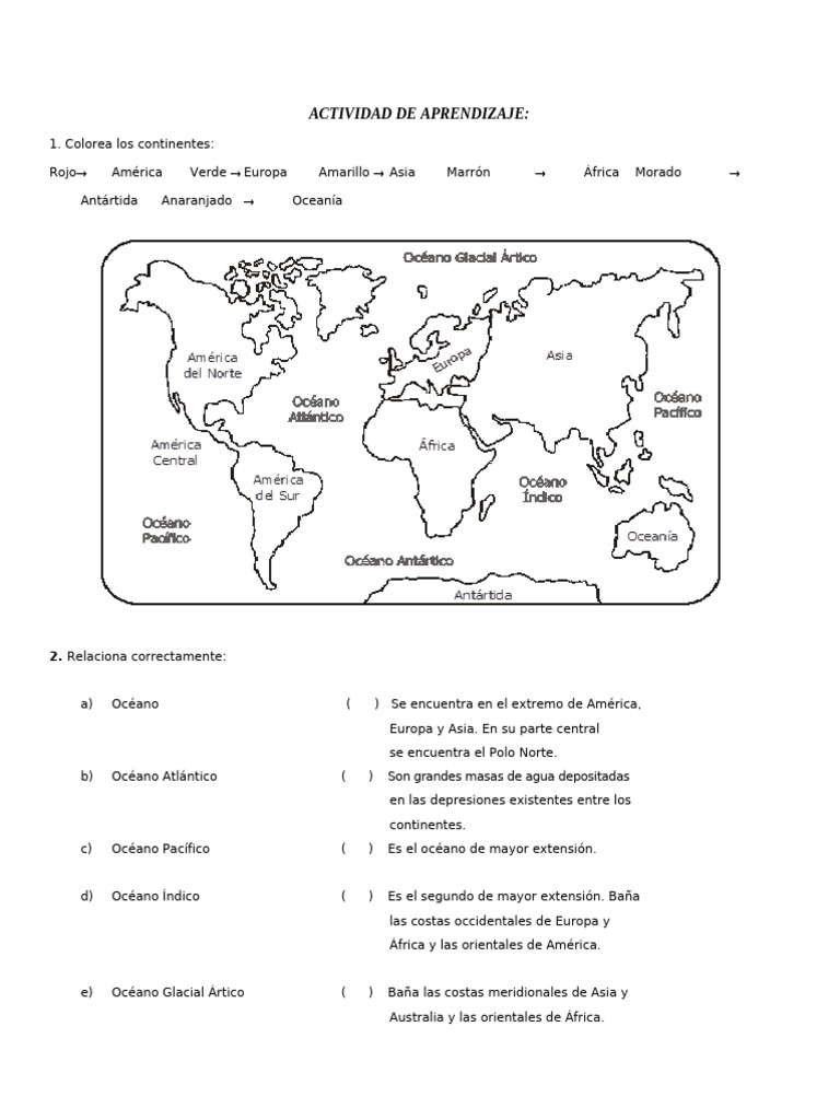 Actividad de Aprendizaje | PDF | Océanos | Continente