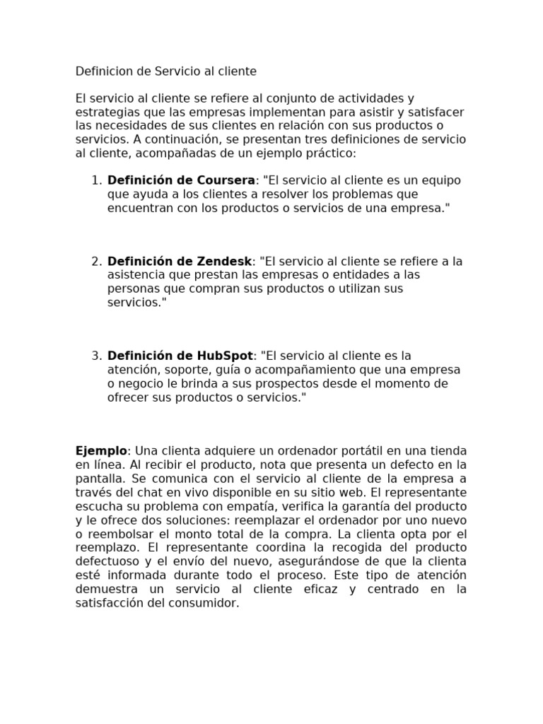 Definicion de Servicio Al Cliente | PDF