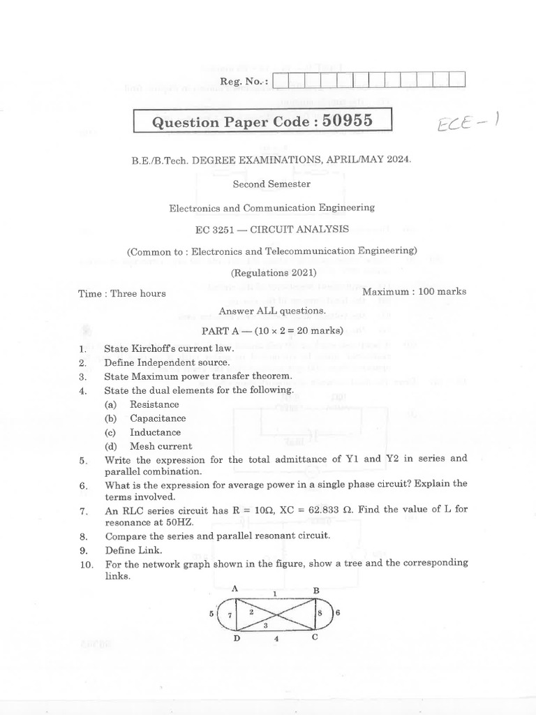 ECE-AM-2024-EC 3251-Circuit Analysis-78316047-50955 | PDF