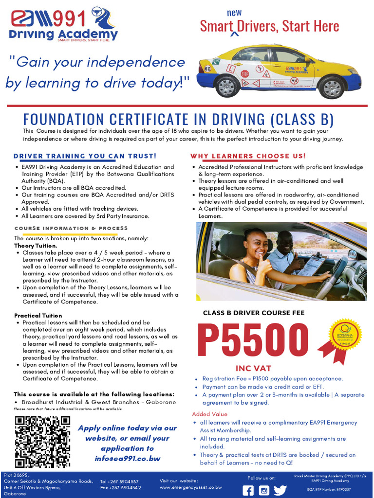EA991 Class B Driving Course Pricing | PDF | Learning