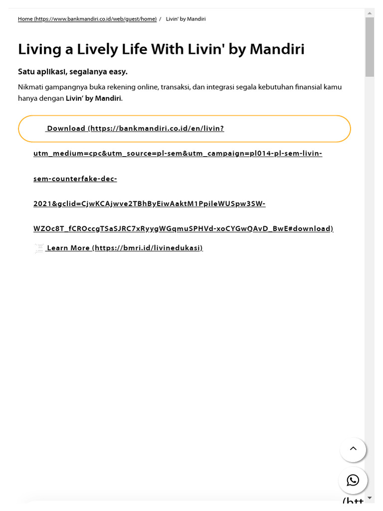 Living A Lively Life With Livin' by Mandiri | PDF
