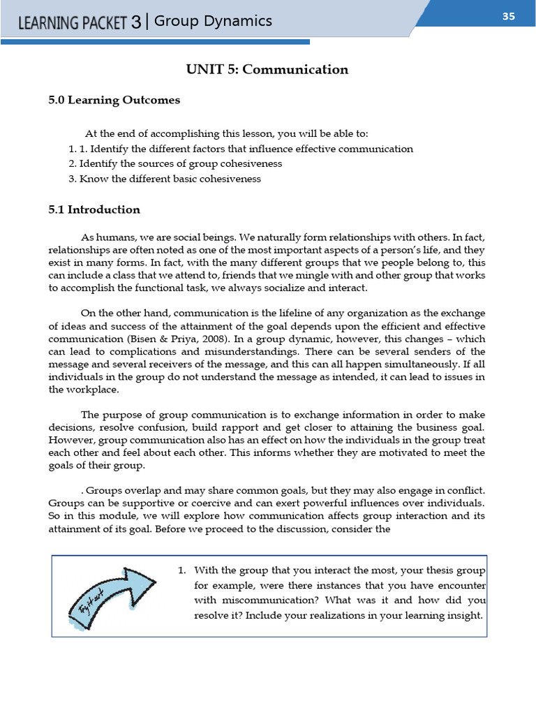 LP 3 in Group Dynamics 21 22 | PDF | Communication | Semantics