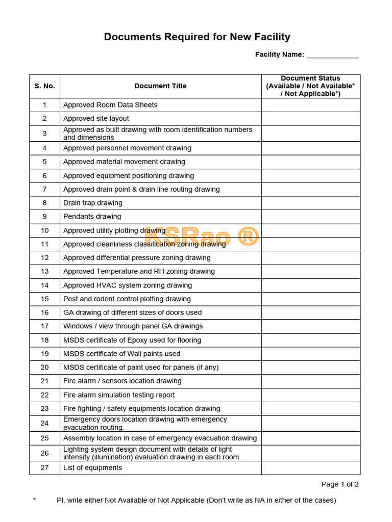 List For Facility Qualification | PDF | Lighting