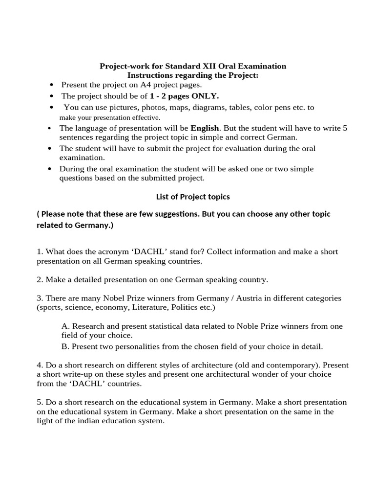 HSC German Project Guidelines | PDF