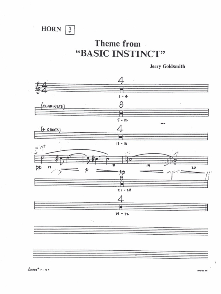 Theme From Basic Instinct Horn 3 | PDF