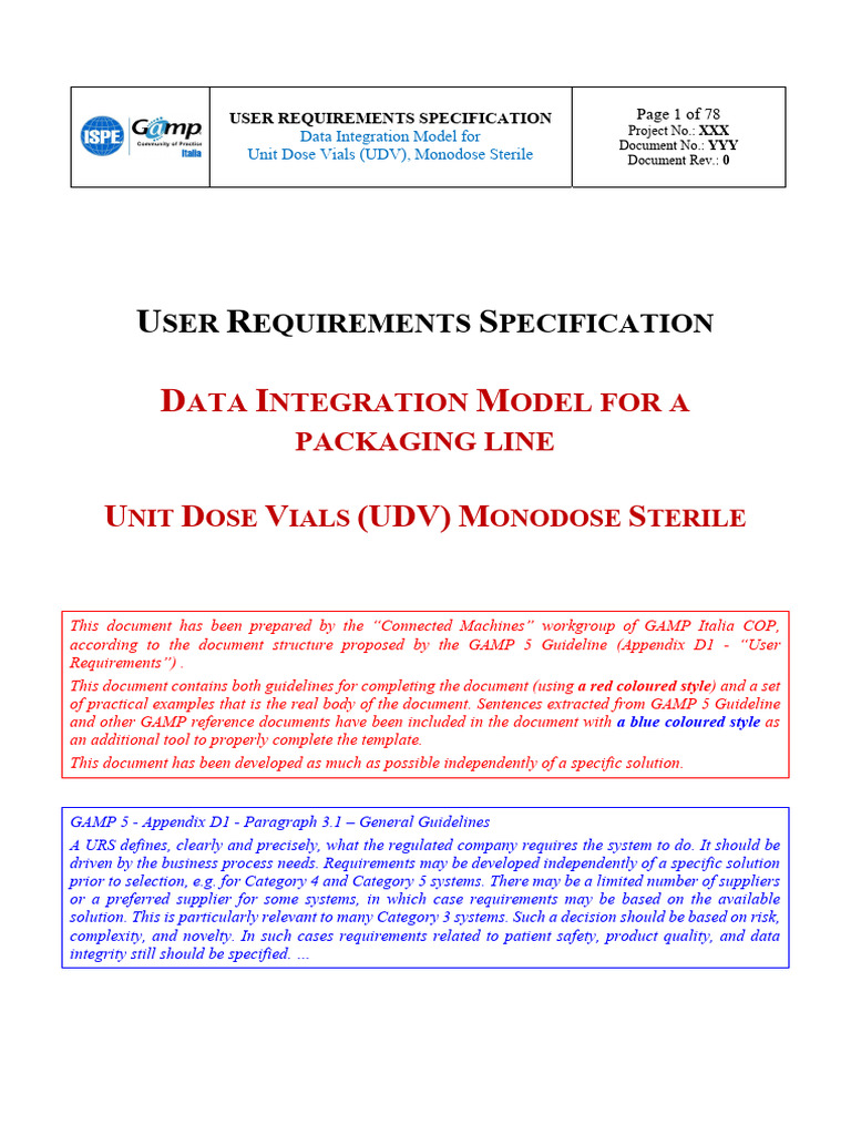 URS for Packaging Line Data Integration Module_Italy | PDF ...