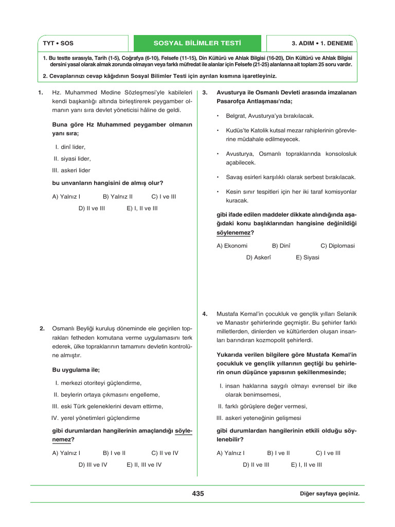 tyt tarih meb 3-1 deneme | PDF