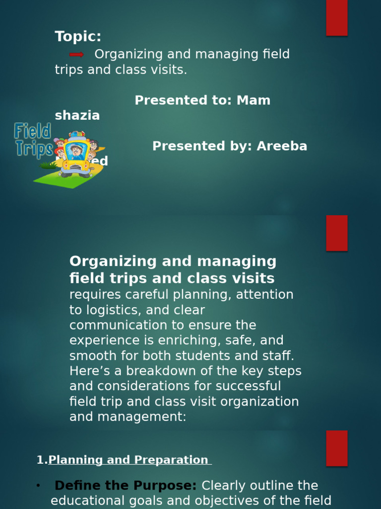 Managing and Organizing Field Trips and Class Visit | PDF