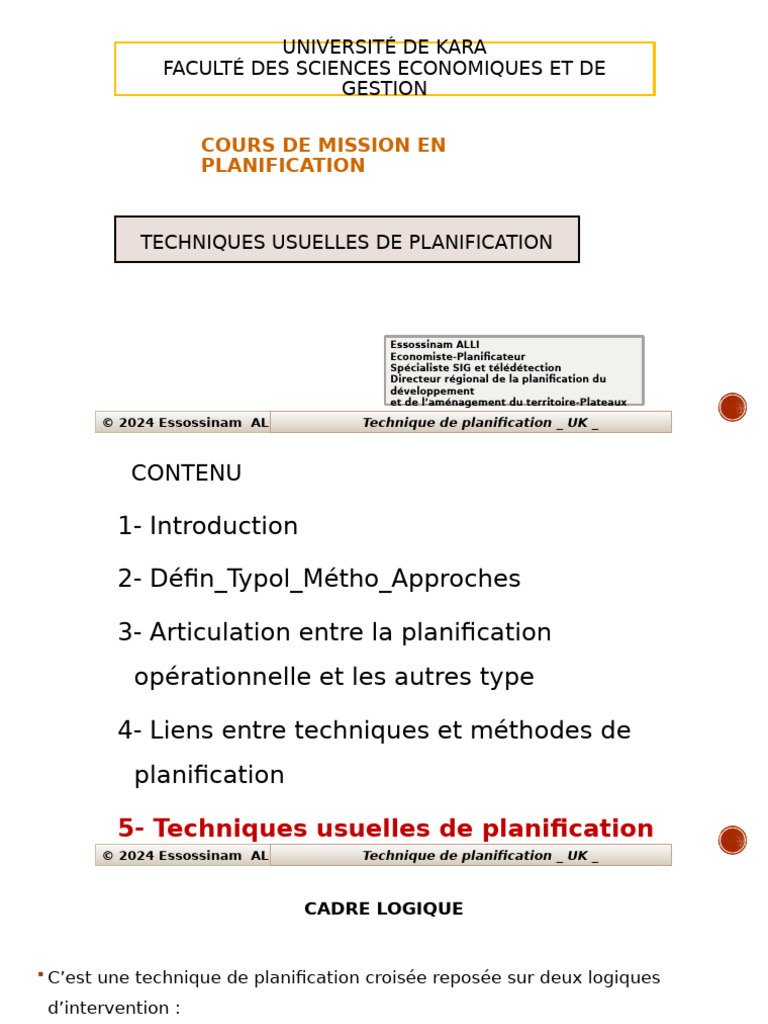 5 Techniques Usuelles de Planification | PDF | Planification