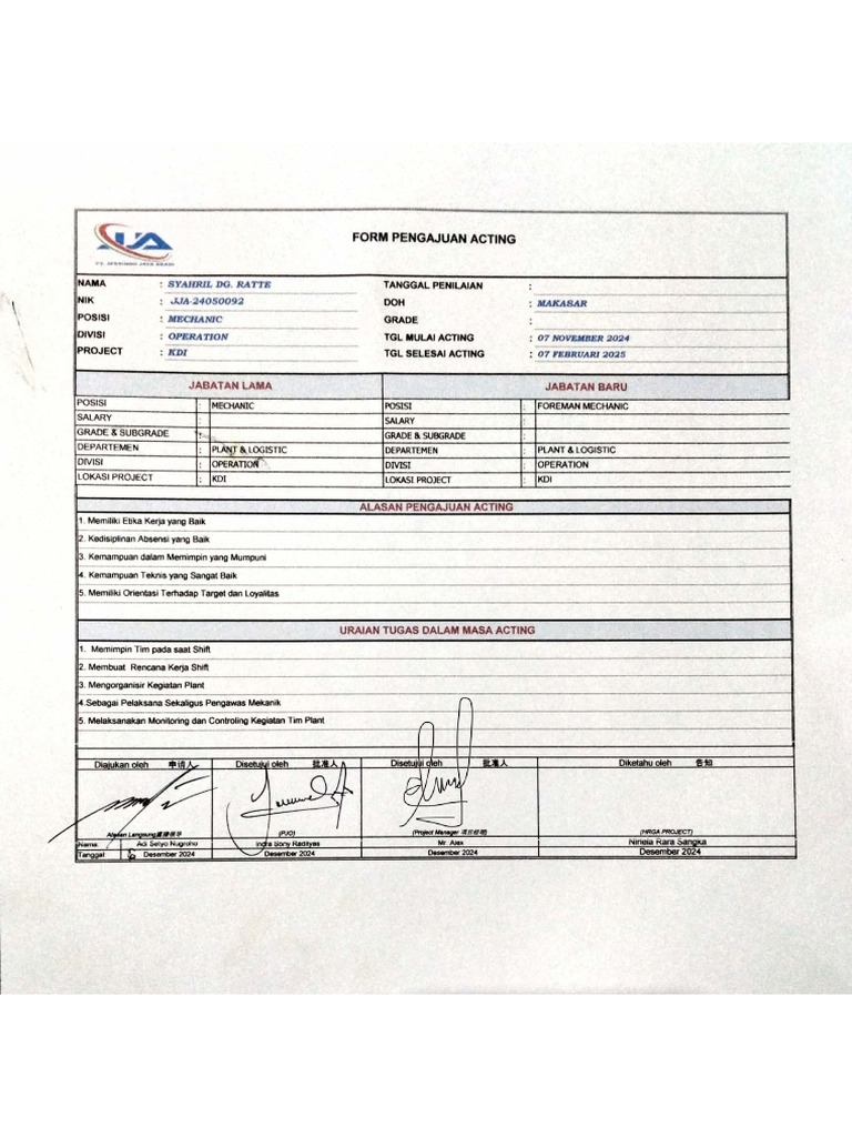 From Pengajuan Acting-Syahril | PDF