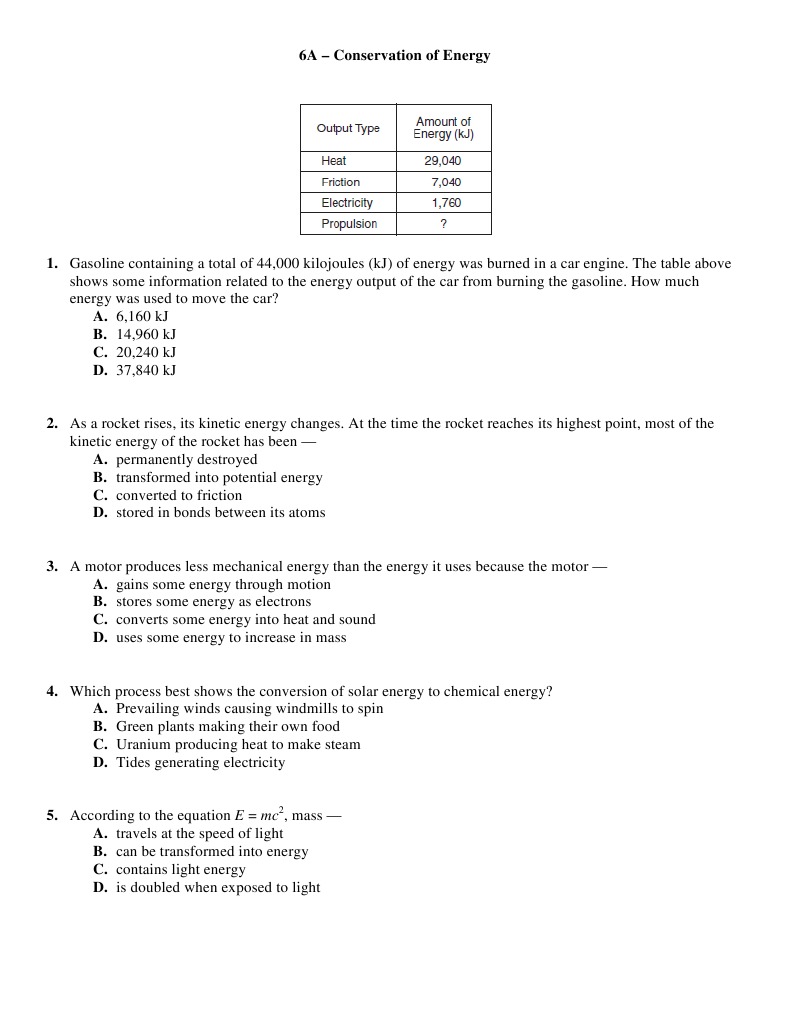 Energy Conservation Quiz Questions | PDF