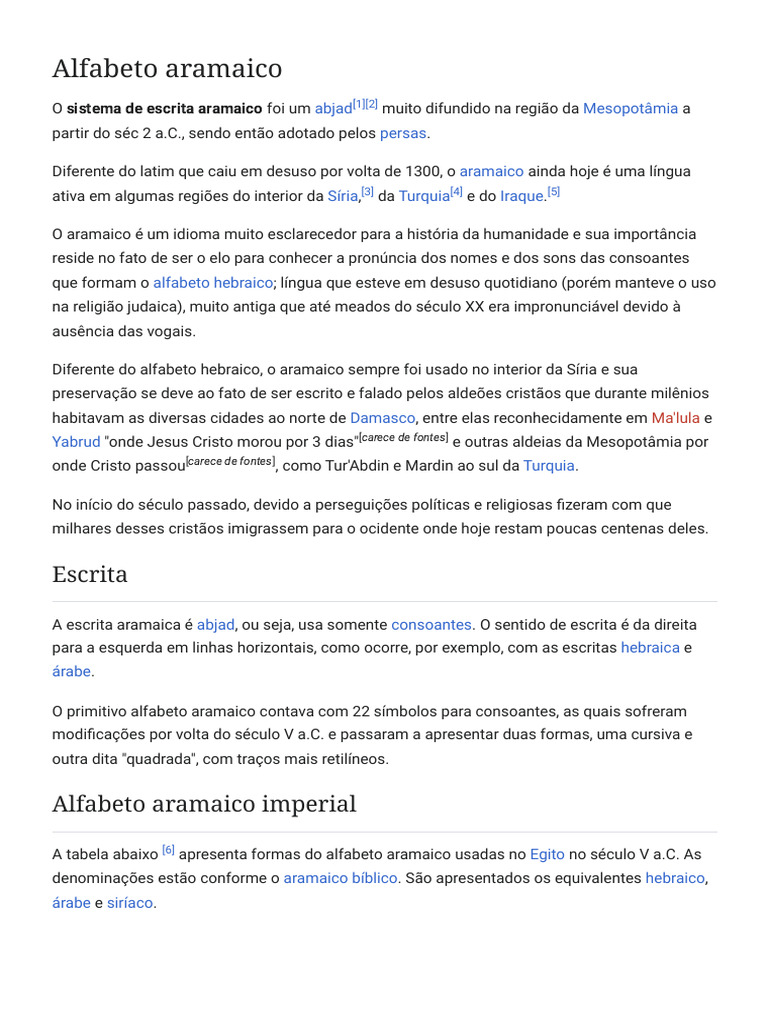 Alfabeto Aramaico - Wikipédia, A Enciclopédia Livre | PDF | Idiomas ...