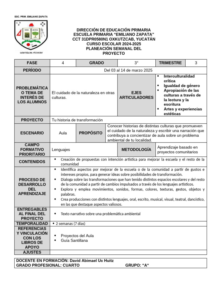 Uc Huitz David Semana - Del 3 Al 7 de Marzo Del 2025 | PDF | Educación ...