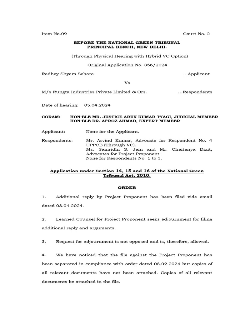 Order Dated 05.04.2024 N O.A. No. 356-2024 - LT | PDF