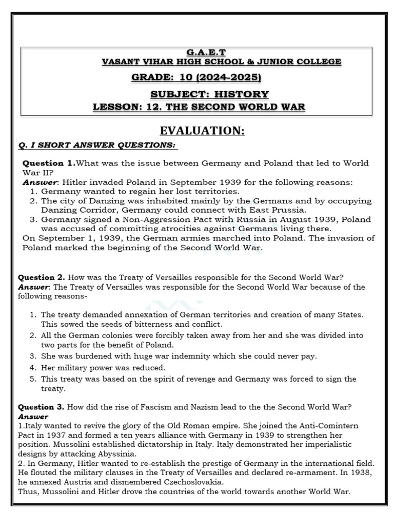 12 The Second Ww-Evaluation | PDF | World War II | Nazi Germany