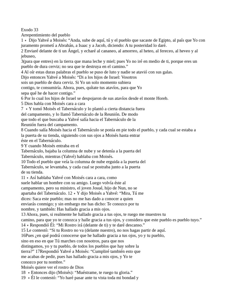 Exodo 33 | PDF | Moisés | Libro del éxodo