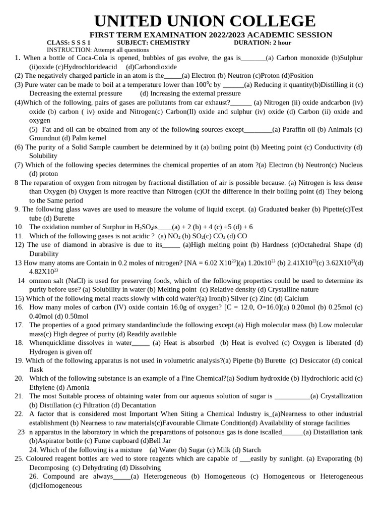 SS1 Chemistry and Geography | PDF | Atoms | Proton