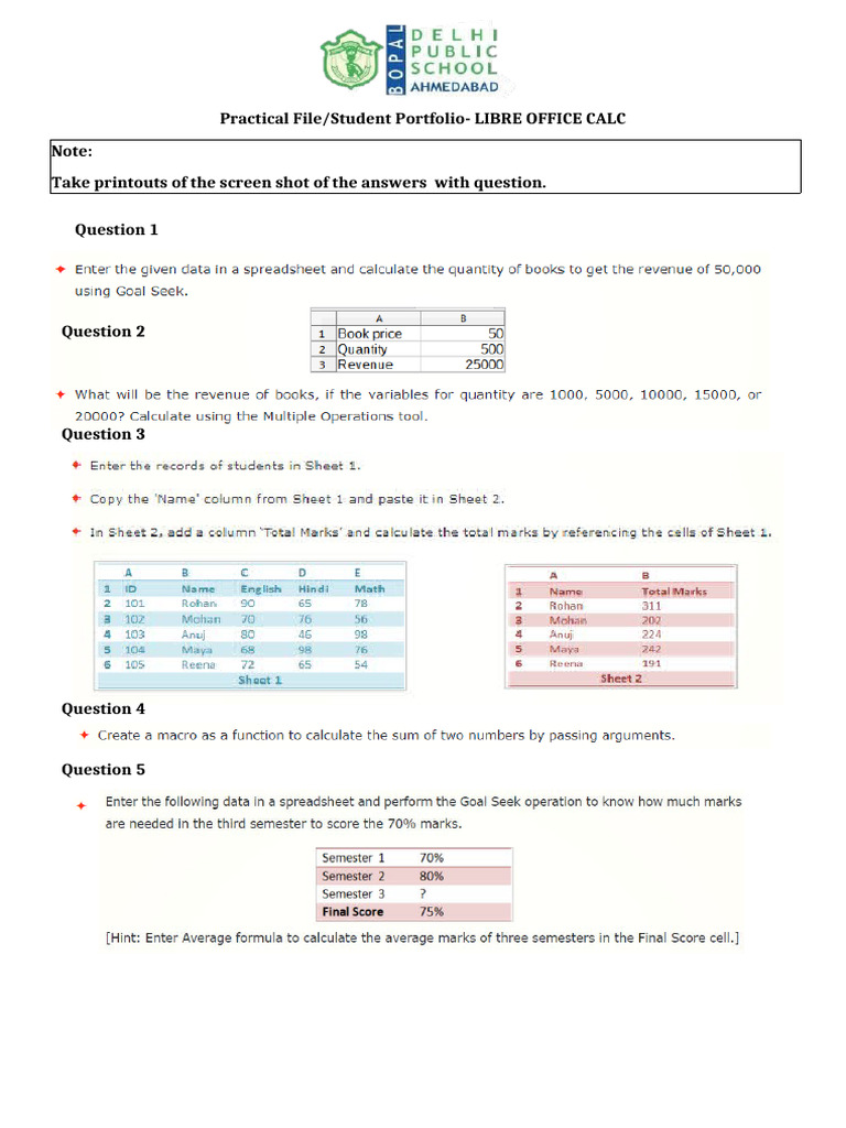 Practical File-Libre Office-Calc | PDF