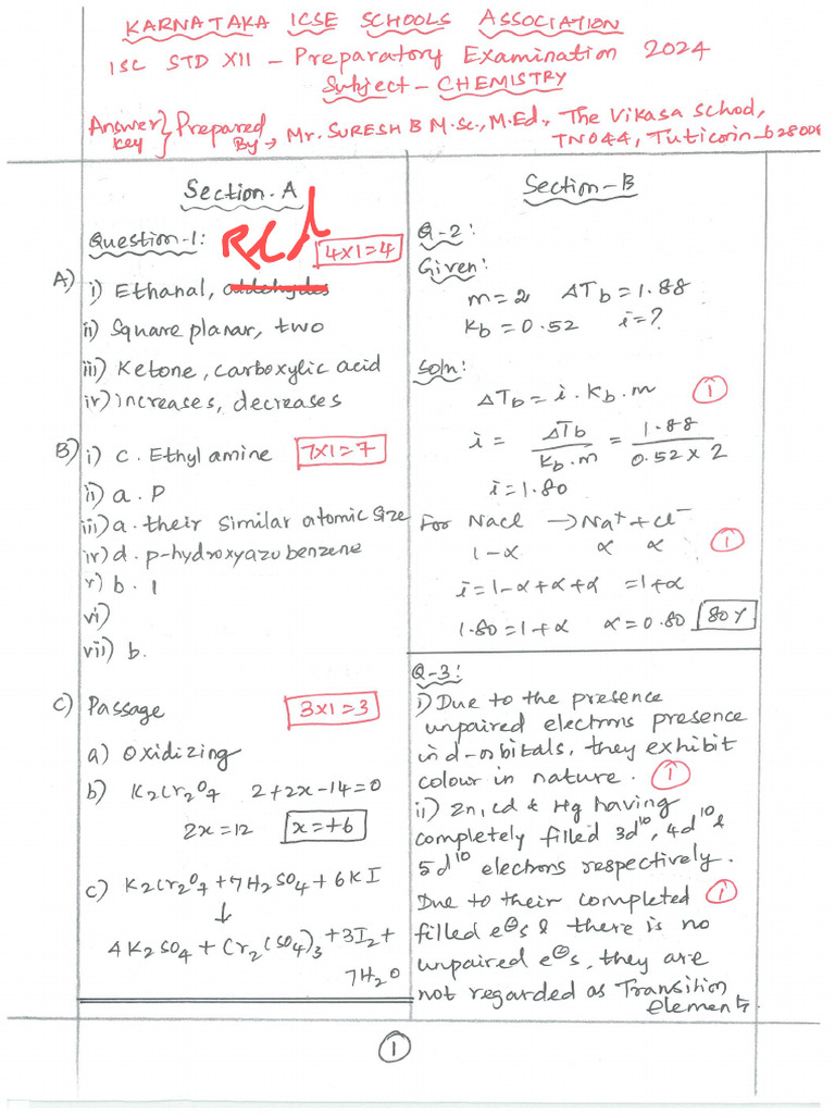 Kisa Answer Key Xii Preboard 2024 - PDF | PDF