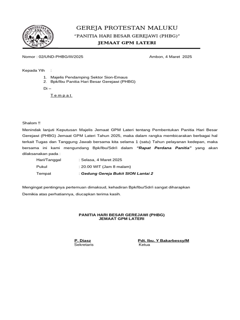 Panitia PHBG Lateri | PDF