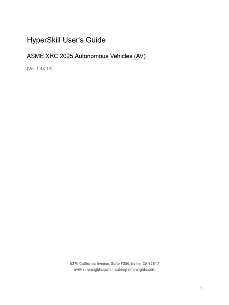 HyperSkill User's Guide ASME 2025-Autonomous Vehicles | PDF | Rotation | Simulation