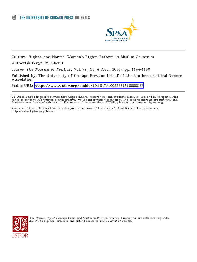 Culture Rights and Norms Womens Rights Reform in Muslim Countries | PDF ...